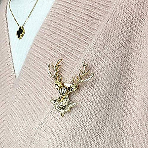 ALIWS Brooch，Button，Pin，Corsage，Boutonniere, Christmas Deer Gold Men and Women Cute Christmas Christmas Party Cheeky Shameless Practical and Popular Lovely