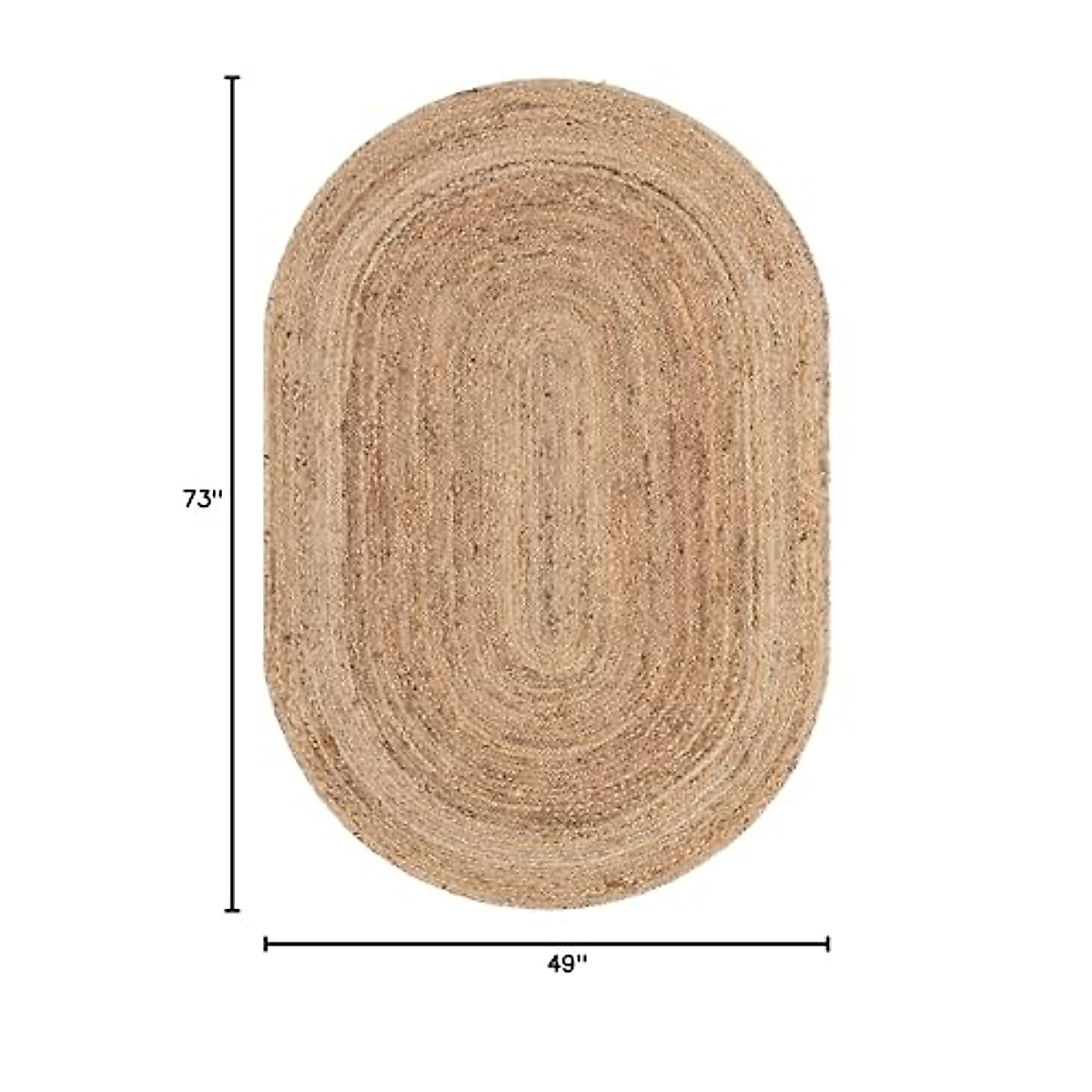 Unique Loom Braided Jute Collection Area Rug - Dhaka (4' 1" x 6' 1" Oval, Natural)