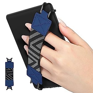 MoKo Security Hand-Strap for 6-8" Kindle eReaders Fire Tablet - Kindle/Kobo/Voyaga/Lenovo/Sony Kindle E-Book Tablet, High-Elasticity Versatile Hand Strap Lightweight Finger Grip Holder, Dark Blue