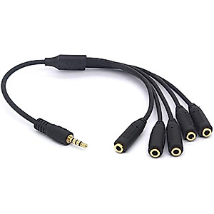 PIIHUSW 3.5mm TRRS Male to 5 TRRS Female Stereo 4-Pole Splitter Cable Converter Headphone Extender