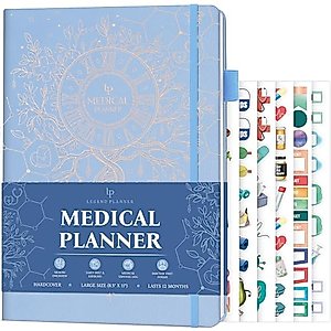Legend Medical Planner – 12-Month Health Tracker Journal to Track Meals, Symptoms, Blood Pressure, Lab Test Results – Med & Wellness Notebook for Daily Self-Care & Health Goals (Periwinkle)