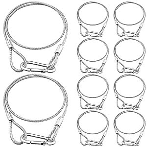 32'' Safety Cables 10 Pack, Czgor Stainless Steel Safety Cables with Carabiner Lock lighting Fall Prevention Security Cable Safety Rope for DJ Stage Lighting Bicycle Luggage Lock 110lb Load Capacity