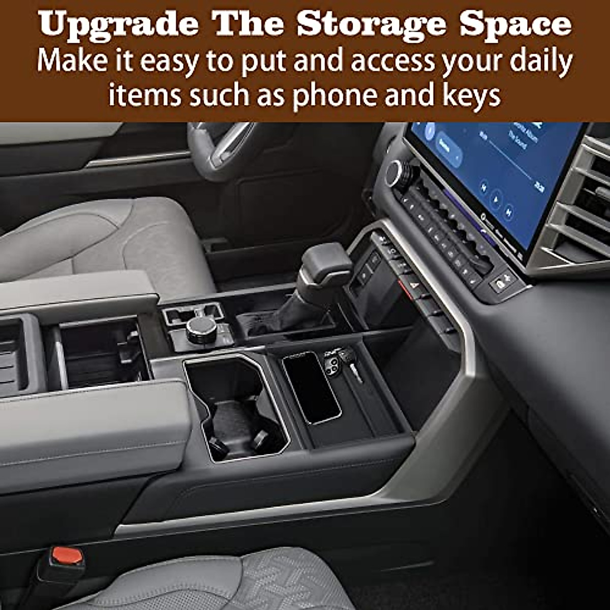 Muslogy for Tundra 2022 Storage Tray Lower Center Console Organizer Interior Accessories Compatible with Toyota Tundra 2022 SR SR5 Limited TRD PRO