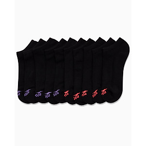 Avia Women's Athletic Socks - Lightweight Low Cut Running Socks (10 Pack), Size 9-12, All Black