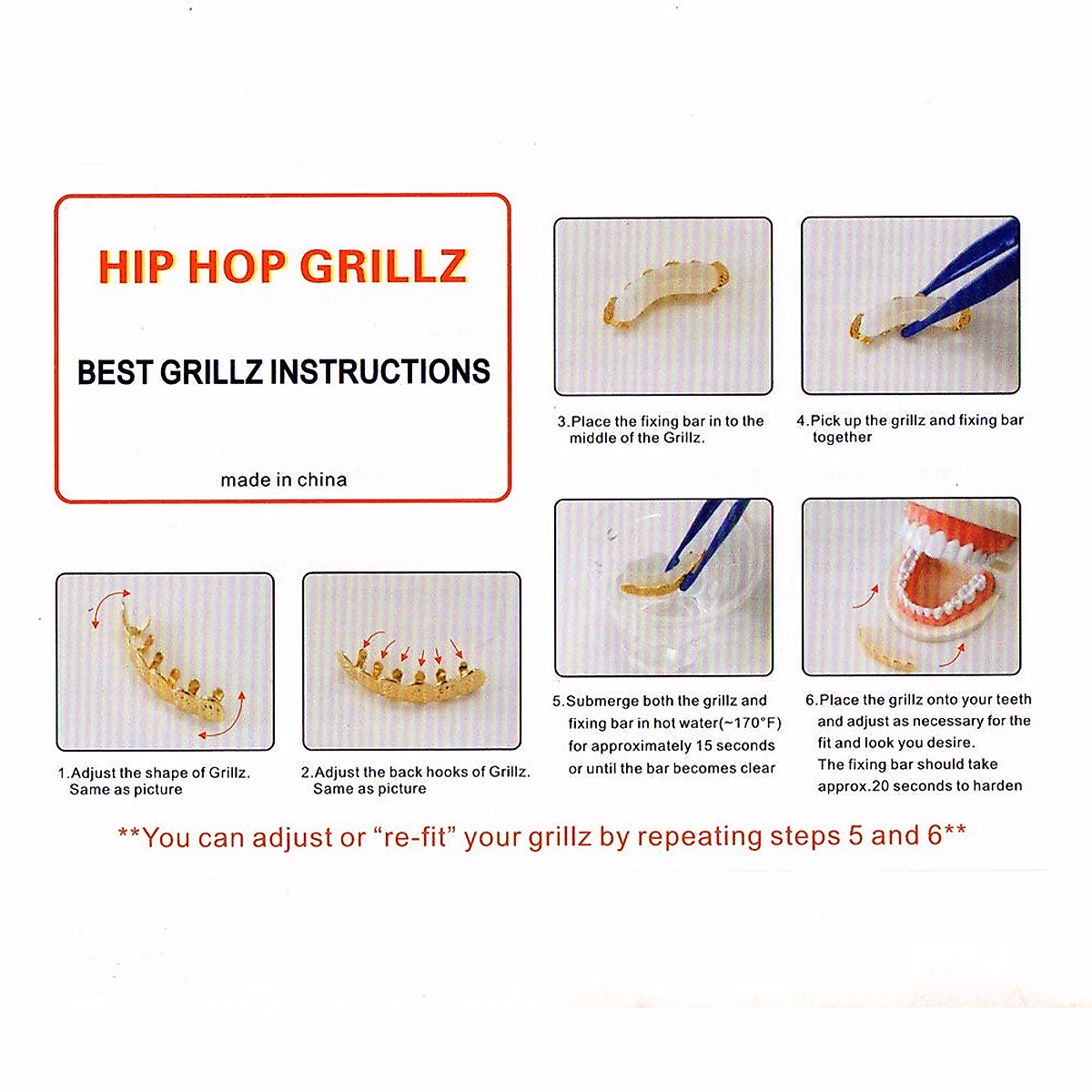 LuReen 14k Gold Teardrop Bottom Grillz 6 Teeth Lower Teeth Drip Cap Grillz for Halloween Costume Cosplay