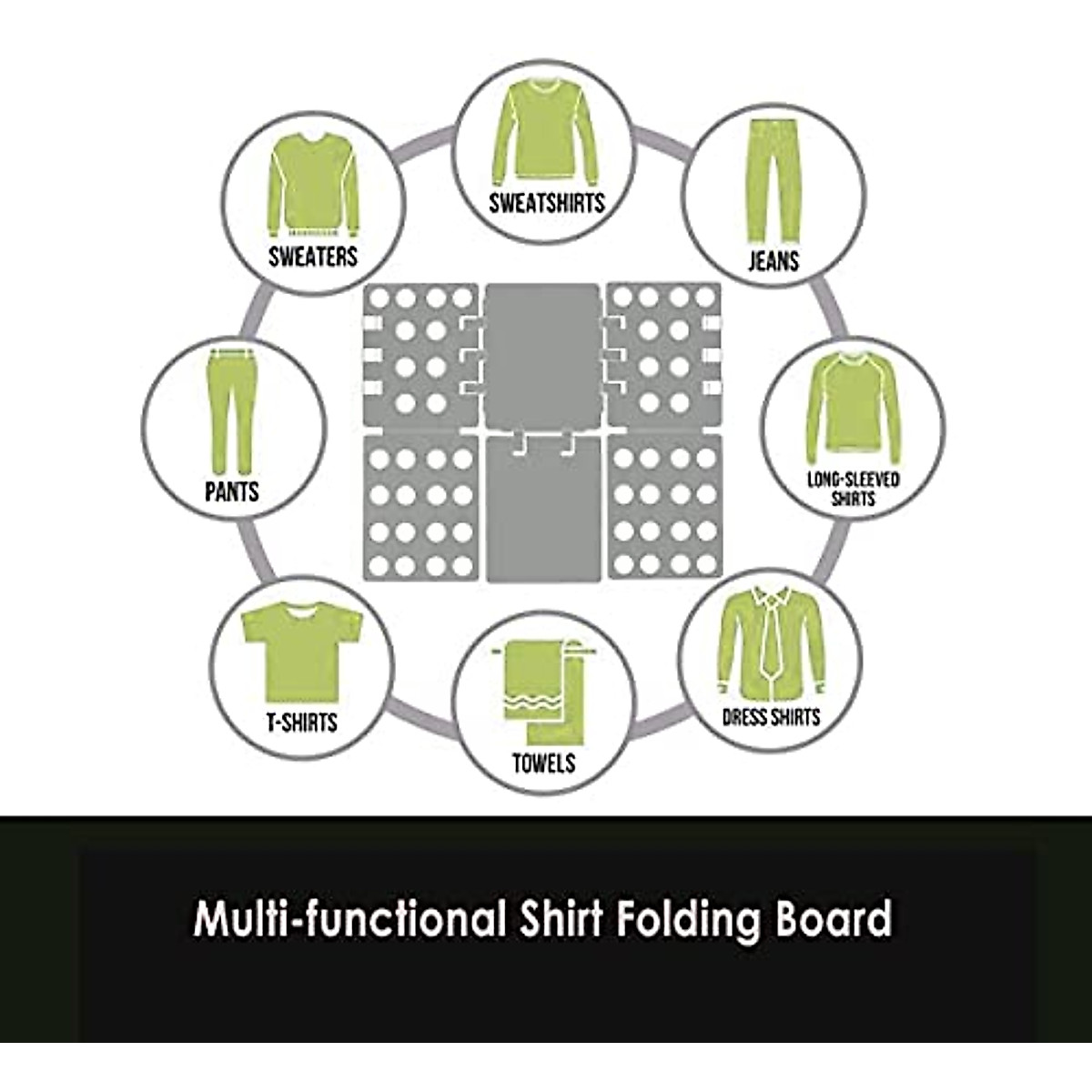 Wesuy Shirt Folding Board, 27.56 x 22.44 T Shirt Folder, Easy and Fast Flip Fold Clothes Folding Board, Durable Plastic Laundry Folders Collapsible Liner for Easy Storage and Travel (Gray)