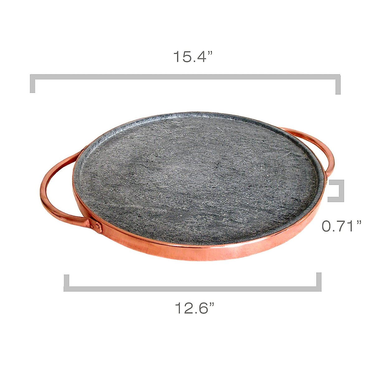 Cookstone 12" soapstone pizza stone with copper handles | Handcrafted from a slab of pure soapstone | Unique, durable and eco-friendly | Non-toxic and Non-stick