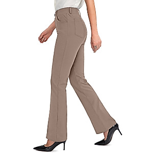 Rammus 28"/30"/32"/34" Women's Yoga Dress Pants Stretch Work Business Casual Slacks for Women Bootcut Office Trousers Dark Khaki XL
