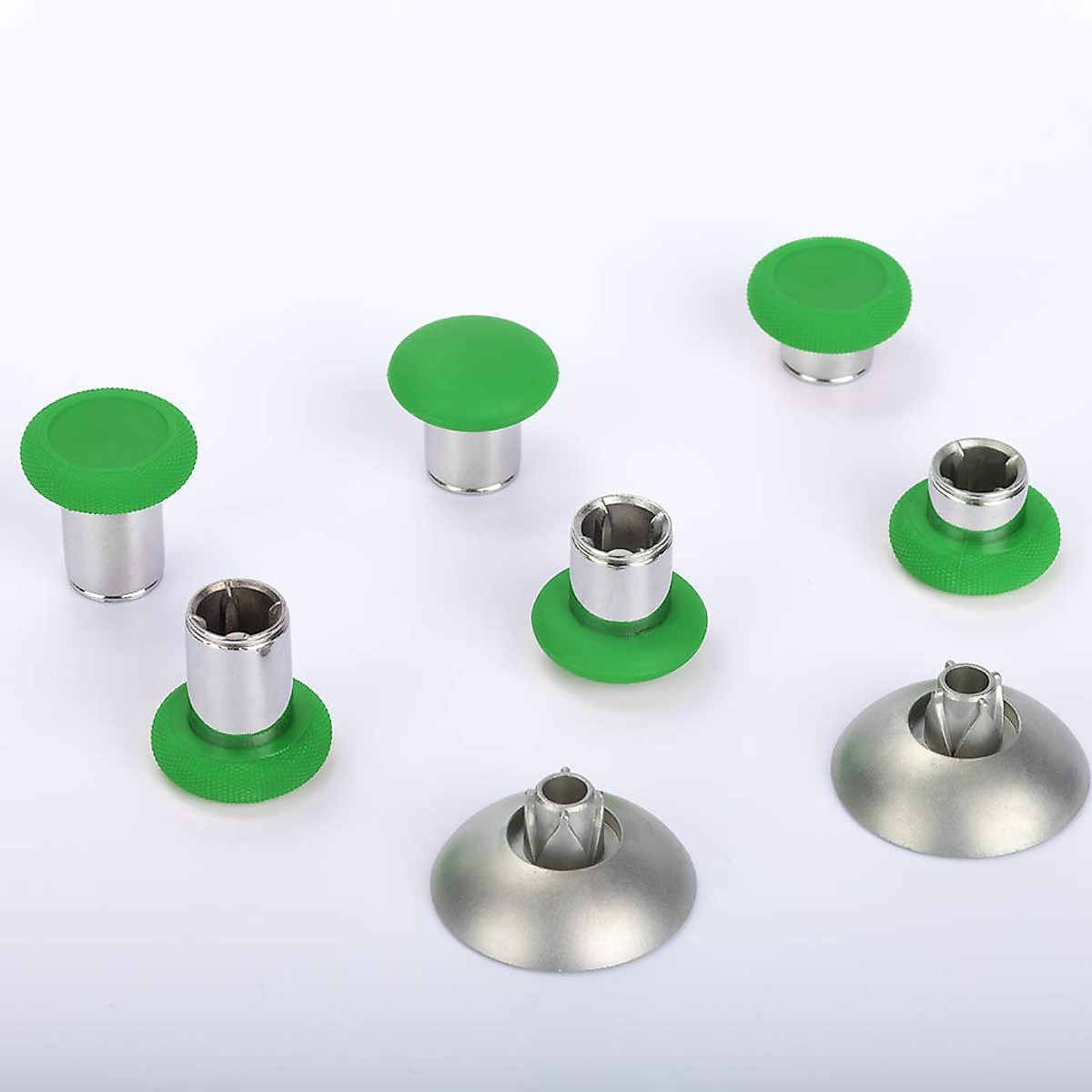 8 in 1 Metal Thumbsticks Joysticks Replacement, Swap Magnetic Analogue Stick Grips Buttons Parts with Repair Kit Accessories Compatible with Xbox one Elite Series 1/ PS4(Green)