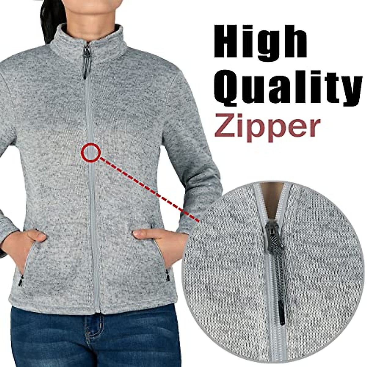 Bonnorth Womens Fall Plus Size Jackets for Women Fashion Oversized Jackets Women's Full Zipper Warm Jacket with Pocket Ash XL