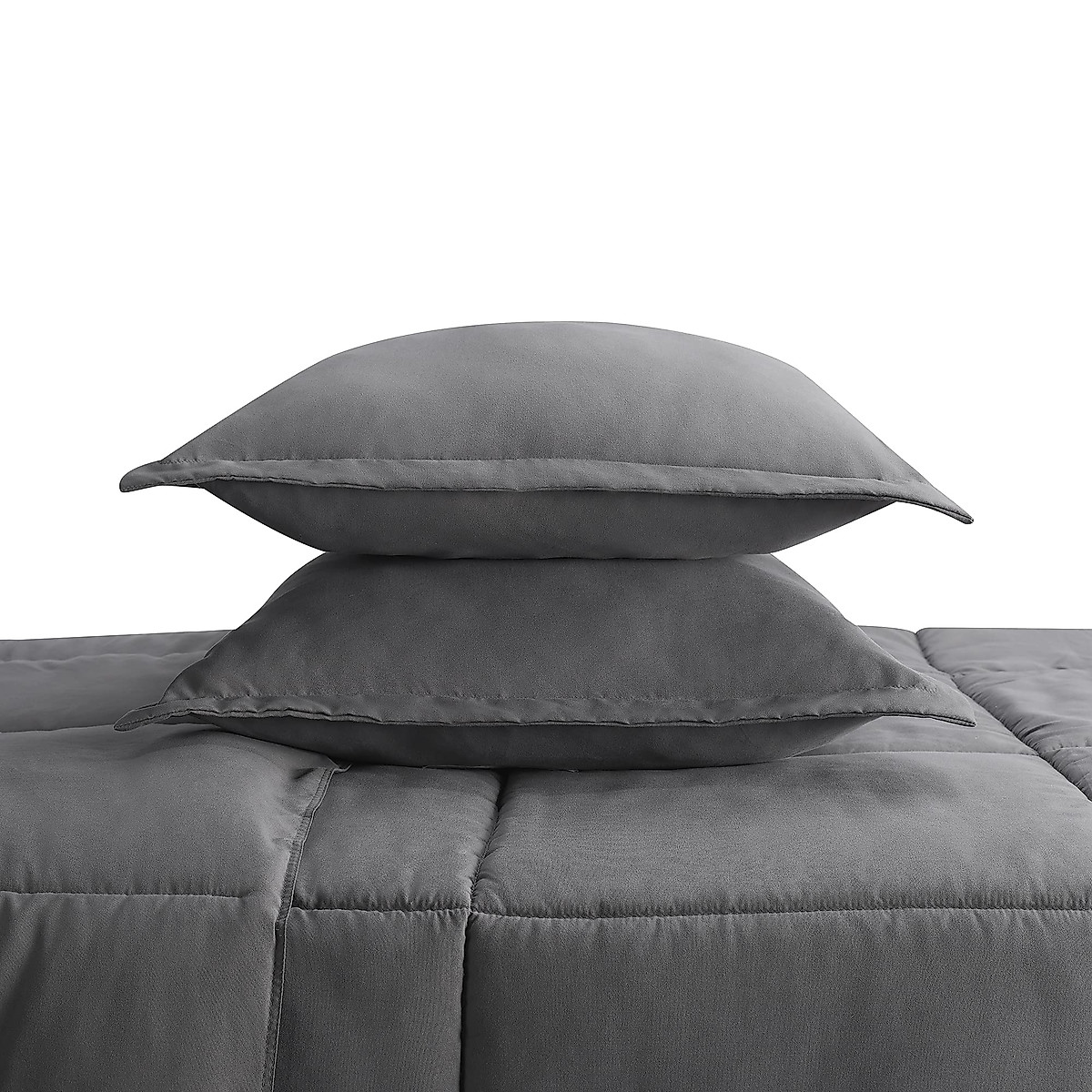 SERTA Simply Clean Ultra Soft Hypoallergenic Solid 3 Piece Comforter Set, King, Grey