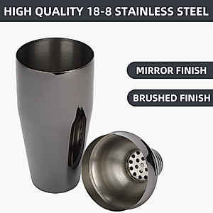 Cocktail Shaker Bartender Kit 24 Ounce with Cocktail Strainer, Bar Kit Drink Mixer Shaker Martini Shaker（Black）