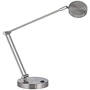 360 Lighting Jarrett Modern Desk Lamp 19" High Satin Nickel Silver Metal LED Adjustable Arm Rotating Head for Bedroom Living Room House Home Bedside Reading Office Entryway Kids Family
