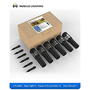MUSCLE LIGHTING Solar Pathway Lights Bollard, 7 Color Changing/Warm White Landscape Path Light, Outdoor Waterproof Garden Light for Patio, Yard, Driveway, Pack of 6