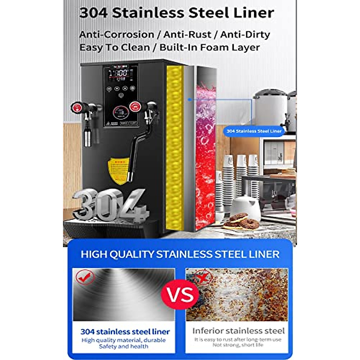 KJLYLPP 12L Commercial Multi-Purpose Milk Frother, Electric Milk Foam Maker LED Display for Espresso Coffee Tea Coffee Shop Dessert Shop Hotel Milk