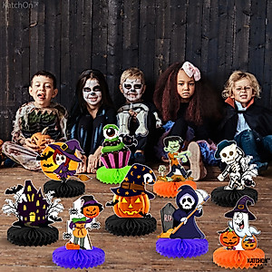 KatchOn, Halloween Centerpieces for Tables - Pack of 9 | Halloween Birthday Party Decorations for Kids | Halloween Party Table Centerpieces Honeycomb for Halloween Party Decorations