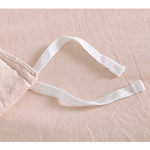 Chezmoi Collection Nora 3-Piece Ruffled Edge Trim Duvet Cover Set - Hypoallergenic Soft Washed Microfiber Comforter Cover with Button Closure and Corner Ties - King, Blush