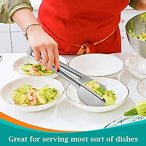 Teivio Hammered Stainless Steel Metal Serving Utensils Set of 18, 10" Serving Spoons, 10" Slotted Spoons, 9" Serving Tongs, Large Hostess Serving Set for Parties Chafing Dish Buffet Catering (Silver)