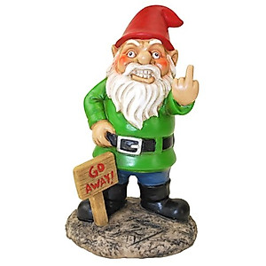BigMouth Inc Garden Gnome, Funny Lawn Gnome Statue Garden Decoration (Go Away)