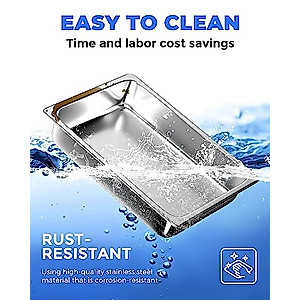 WantJoin Full Size Steam Table Pans, 6-Pack 2.5 Inch Deep Restaurant Steam Table Pans Commercial, Hotel Pan Made of 201 Gauge Stainless Steel