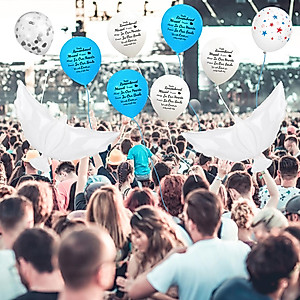 YFDFFSDCY 50 Pack White Dove Memorial Balloons to Release in Sky Biodegradable White and Blue Funeral Remembrance Balloons for Memorial Service, Sabbaths, Condolence, Celebration of Life Decorations