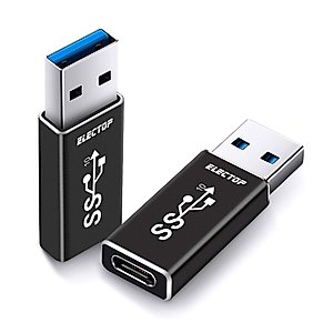 ELECTOP Updated USB 3.1 GEN 2 Male to Type-C Female Adapter (2 Pack), Support Double Sides10Gbps Charging & Data Transfer,USB A to USB C 3.1 Converter for PC, Laptop, Charger, Power Bank, Quest Link