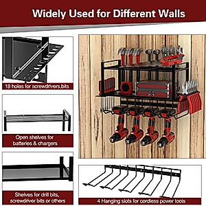 YS YARSHUNG Power Tool Organizer, Upgrade Garage Tool Organizers and Storage with Stainless Steel Plate, Drill Holder Wall Mount, Heavy Duty Metal Tool Shelf for Cordless Drill with Removable Design