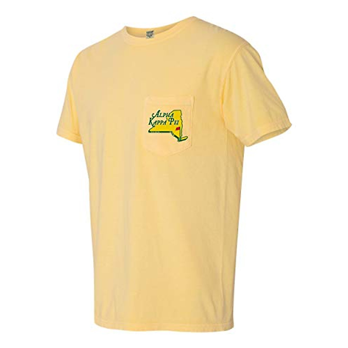 Alpha Kappa Psi AKPsi Fraternity Golf Comfort Colors Pocket Shirt (Medium, Butter)