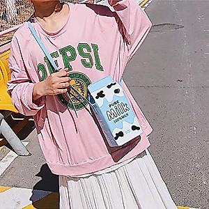 WLC Milk Carton Purse Female Bag, Ladies' PU Shoulder Handbag, White
