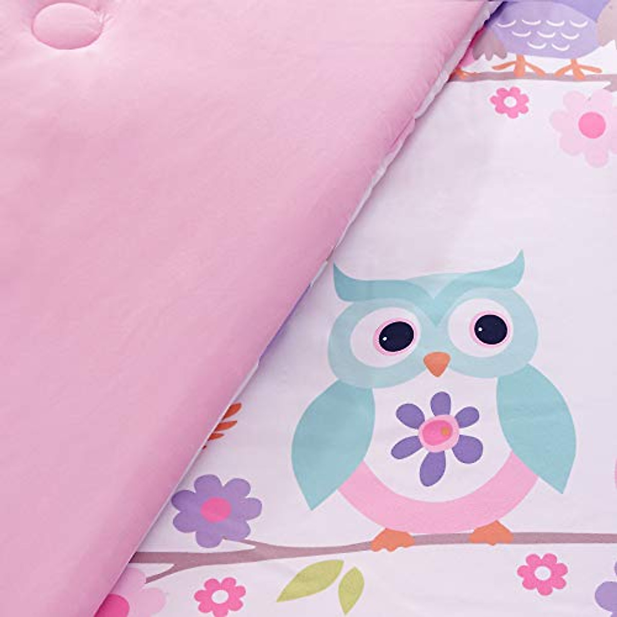 Mi Zone Kids Wise Wendy Bag in A Bag Sets For Girls, Owl Kids Girl Bedding Set – Ultra Soft Microfiber Childrens Bedroom Bed Comforters, Full, White 8 Piece
