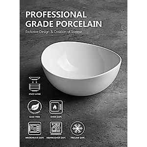 Sweese 104.401 Porcelain Bowls - 42 Ounce for Salad, Fruits and Popcorn - Set of 4, White
