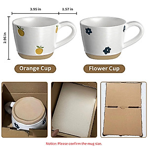 POWERWOO Coffee Mugs Set of 2, Ceramic Tea Cups for Office and Home, 2-Pack Espresso Cappuccino Couple Mugs for Birthday, anniversary and New Year gifts for women, Microwave and Dishwasher Safe Mugs