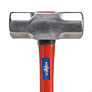 NEIKO 02867A Fiberglass Sledge Hammer 3.3 Pound Heavy-Duty Forged Steel Rubber Grip Handle Mirror Polished Head