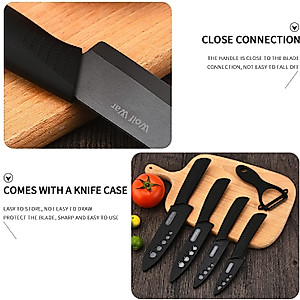 Kitchen Ceramic Knife Set Professional Knife With Sheaths, Super Sharp Rust Proof Stain Resistant (6" Chef Knife, 5" Utility Knife, 4" Fruit Knife, 3" Paring Knife, One Peeler)