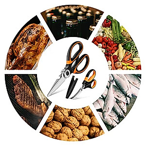 2 Pack Kitchen Shears Set Poultry Shears, Premium Heavy Duty Shears, Multi Purpose Strong Stainless Steel Kitchen Utility Scissors with Cover for Poultry, Fish, Meat, Vegetables Herbs, Bones