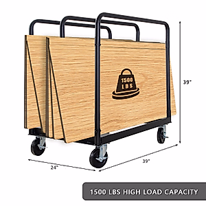 ZHAIUPON Steel Panel Truck,1500 LBS Panel Dollies Cart,Heavy Duty Drywall Sheet Cart for Lumber Furniture Warehouse Garage,with 4 Braking Casters