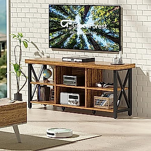GreenForest TV Stand for TV up to 55 inches Entertainment Center with 6 Storage Cabinet for Living Room, 47 inch Television Stands Console Table, Walnut