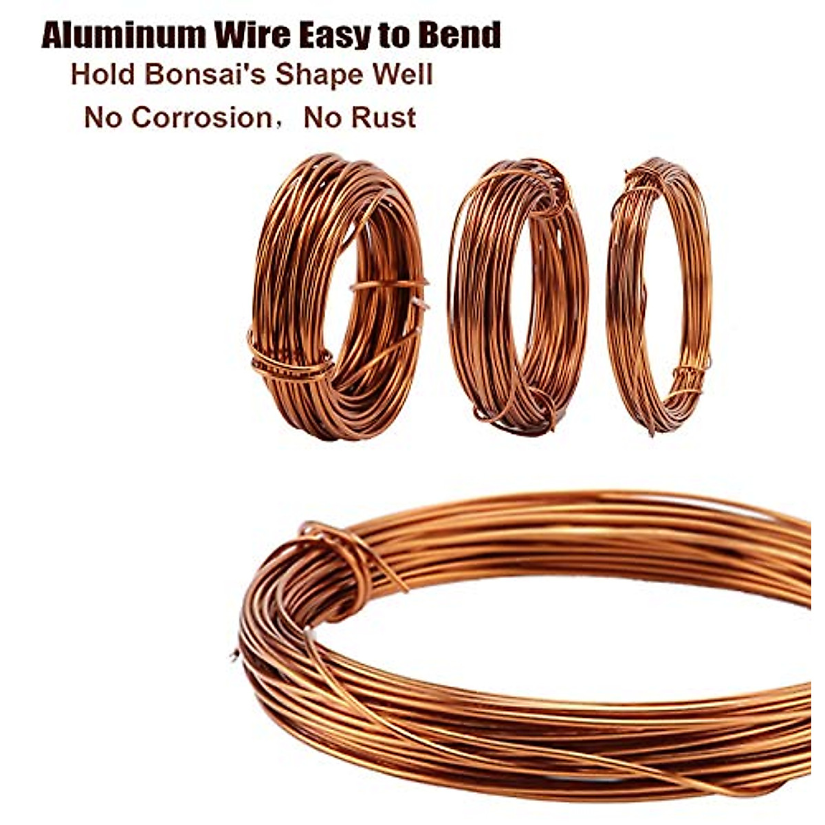 Fashionclubs Bonsai Wires Set, Bonsai Tree Training Wires Aluminum Craft Wires Size 1.0mm/1.5mm/2.0mm(Each Size is 32ft), with 20pcs Flower Pot Hole Mesh Pad Bonsai Bottom Grid Mat Mesh 2Inch in Dia