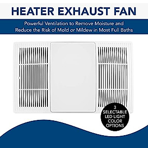 Broan-NuTone BHFLED80 PowerHeat Bathroom Exhaust Fan, Heater, and LED Light Combination, 80 CFM