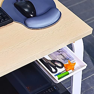 hoyuwak Under Desk Storage Drawers, Adhesive Desk Drawer Organizers, Hidden Table Cabinet, Slide-Out Desk Attachment for Desk Table Closet Cabinet Shelf Office School Home Workspace (White)