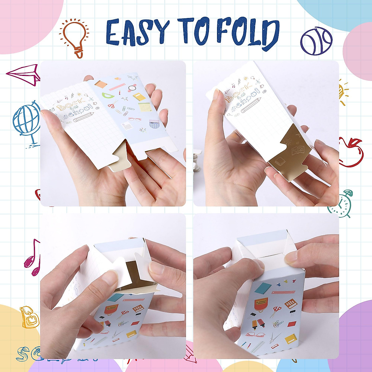 Adnee 30 Pieces Back to School Popcorn Boxes- First Day of School Party Candy Boxes -Welcome Back to School Popcorn Holders for Classroom Decoration Teacher Gift Bag Party Favor