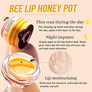 Balm Lip Balm Honey Pot, Propolis Lip Balm, Strawberry Mask, Moisturizing Lip Balm Sleeping Lip Mask Hydrating, Lip Scrubs Exfoliator