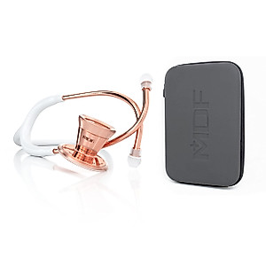 MDF Instruments Rose Gold ProCardial Cardiology Stethoscope + MDF Stethoscope Hard Case for Classic Cardiology, MD One and Acoustica Stethoscopes