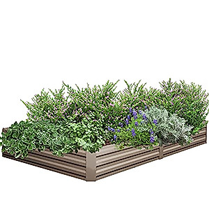 Outdoor 8x4 Ft Metal Raised Garden Bed Patio Large Frame Planters Box for Vegetables/Flower/
