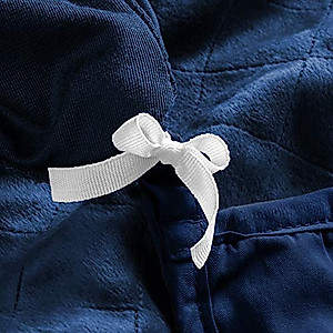 Bare Home 17lb (60" x 80") Weighted Blanket with Cover for Adults - All-Natural 100% Cotton - Improved Heavy Blanket with Premium Glass Beads (Dark Blue, 60"x80")