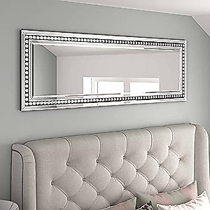 MUAUSU Full Length Mirror - Standing Hanging or Leaning Rectangle Floor Mirror,59''x 18'' Crystal Surround Full Body Mirror Wall Mounted Dressing Mirror for Bedroom Living Room