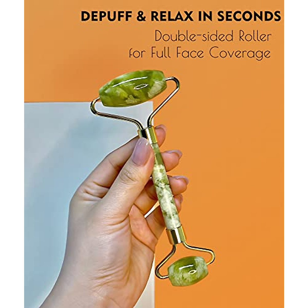 Face Roller Natural Jade Roller For Face - Gua Sha Facial Tool - Aging Wrinkles,Puffiness Facial Skin Care Product Massager - Premium Authentic Jade Stone (Jade Roller+Gua Sha)