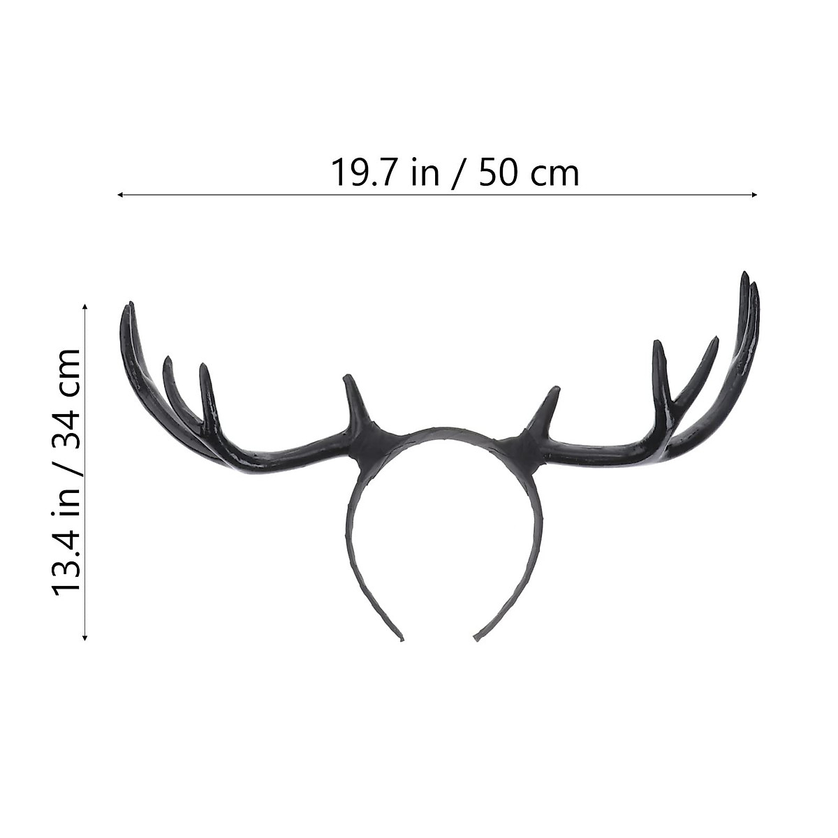 Lurrose Black Antler Headband Long Antler Ears Hairband Deer Horn Elk Headpiece for Holloween Christmas Cosplay Party
