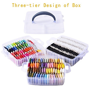 Peirich 201 Pack Embroidery Floss Kit, Includes Embroidery Threads 3-Tier Organizer Box Embroidery Kits for Friendship Bracelets Cross stitch DIY Floss Craft, Gift for Halloween Christmas Mother's Day