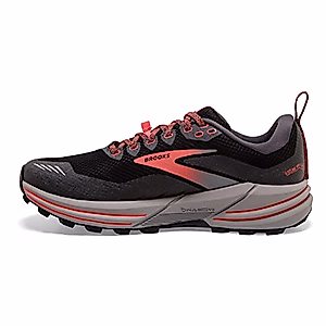 Brooks Women’s Cascadia 16 GTX Waterproof Trail Running Shoe - Black/Blackened Pearl/Coral - 8.5 Medium